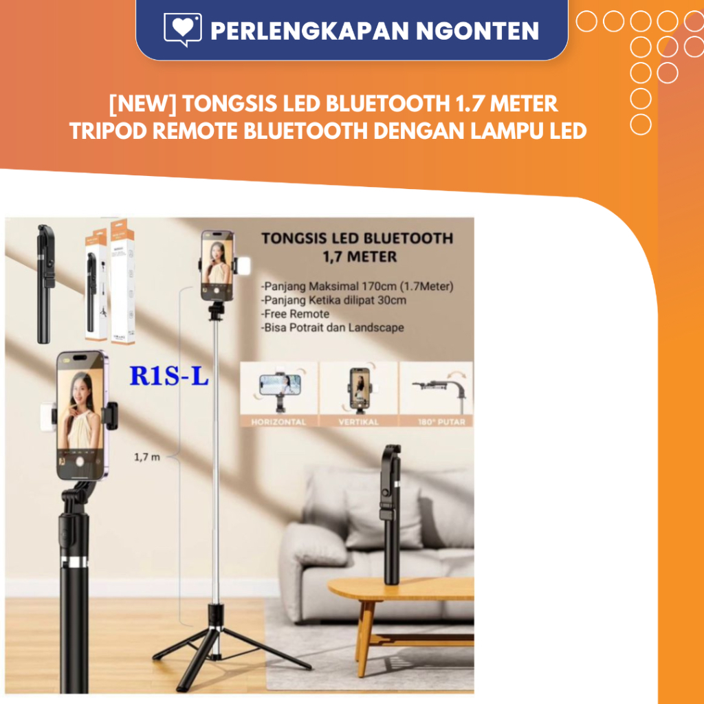 Jual [NEW] TONGSIS LED BLUETOOTH 1.7 METER TRIPOD REMOTE BLUETOOTH ...