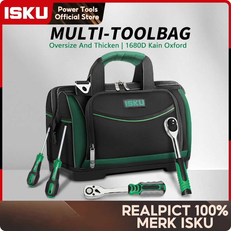 Jual ISKU Tool Bag Besar 20 inch 1680D Kain Oxford Tas Perkakas Anti ...