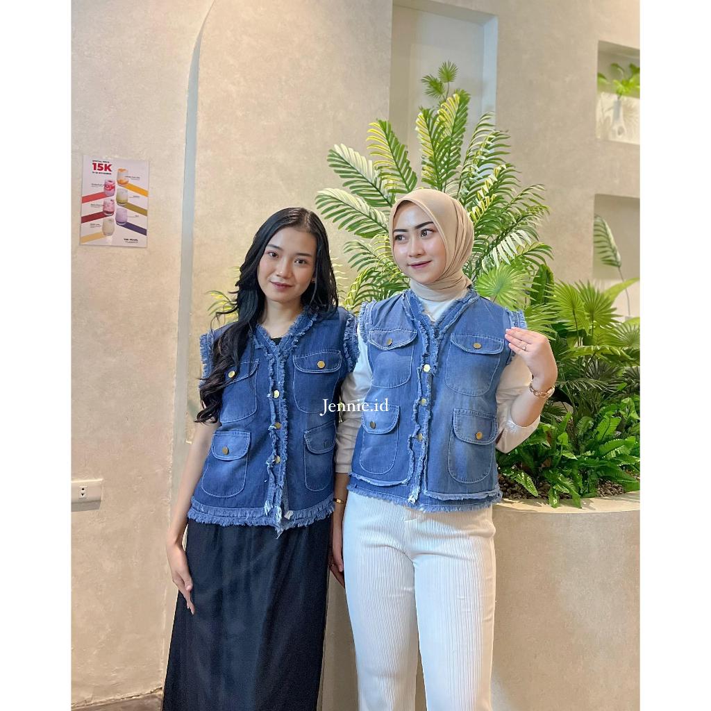 Jual Emily Vest Denim Oversize Outer Vest Atasan Denim Wanita Vest ...
