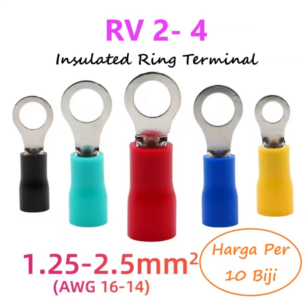 Jual Skun Kabel Ring O Bulat RV 2-4 Kabel 1.25 - 2.5 mm Lobang Baut 4 ...