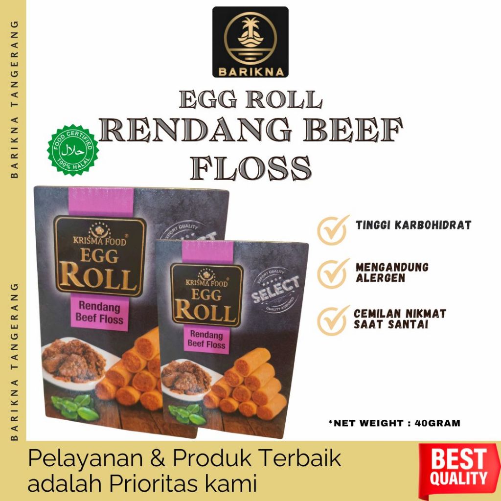 Jual SEMPRONG GULUNG ISI ABON SAPI RENDANG/EGG ROLL RENDANG BEEF FLOSS | Shopee Indonesia