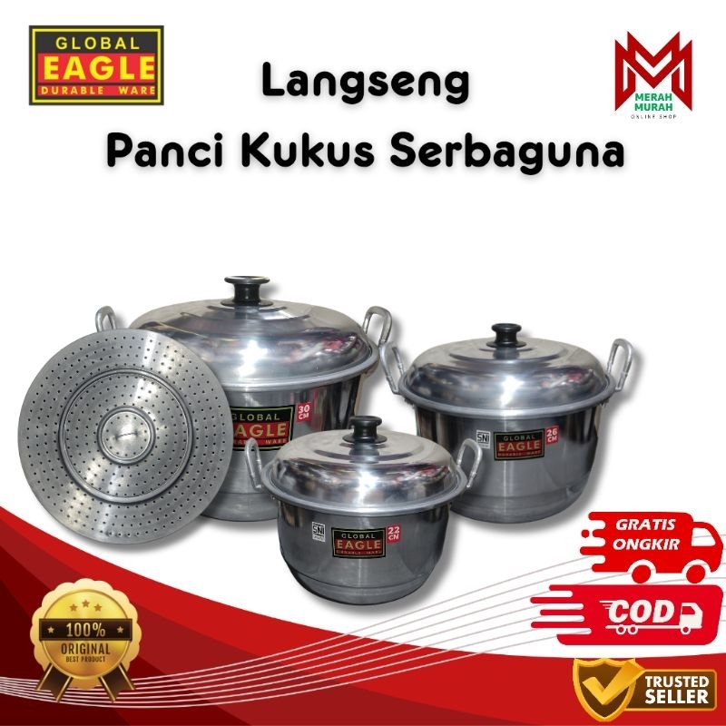 Jual Panci Kukus Dandang / Langseng 20 22 24 26 28 30 33 cm Alumunium GLOBAL EAGLE | Shopee ...