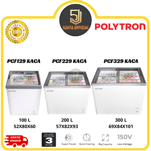 Jual Chest Freezer Polytron Sliding Kaca - PFC129/PCF229/PCF329 ...