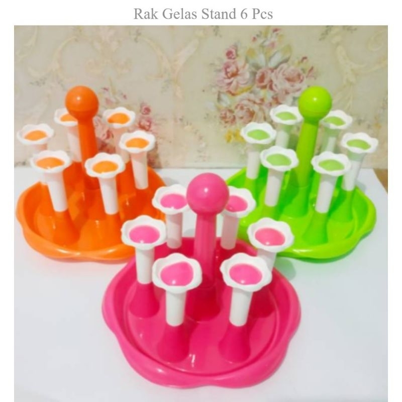 Jual Mawar Glass Stand Rak Tempat Gelas Plastik Glass Holder Warna ...