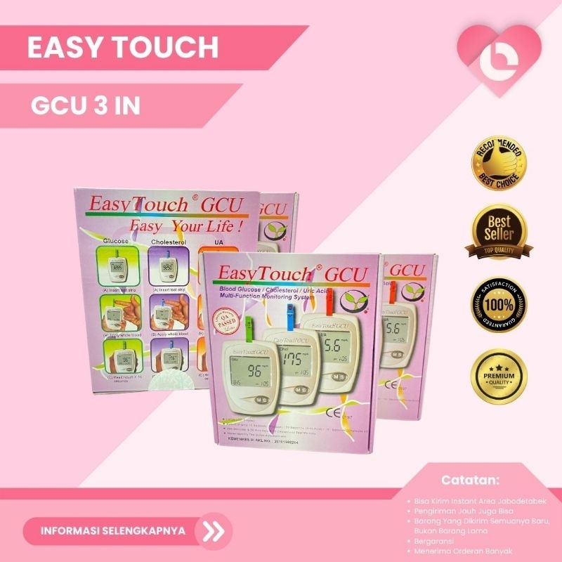 Jual Alat Easy Touch GCU 3in1 || Alat Cek Darah Gula Kolestrol Dan Asam ...