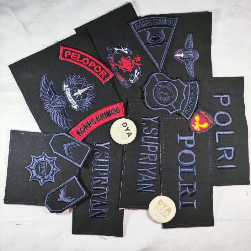 Jual Badge Bordir Atribut Brimob Korps seragam hitam brimob mabes polri ...