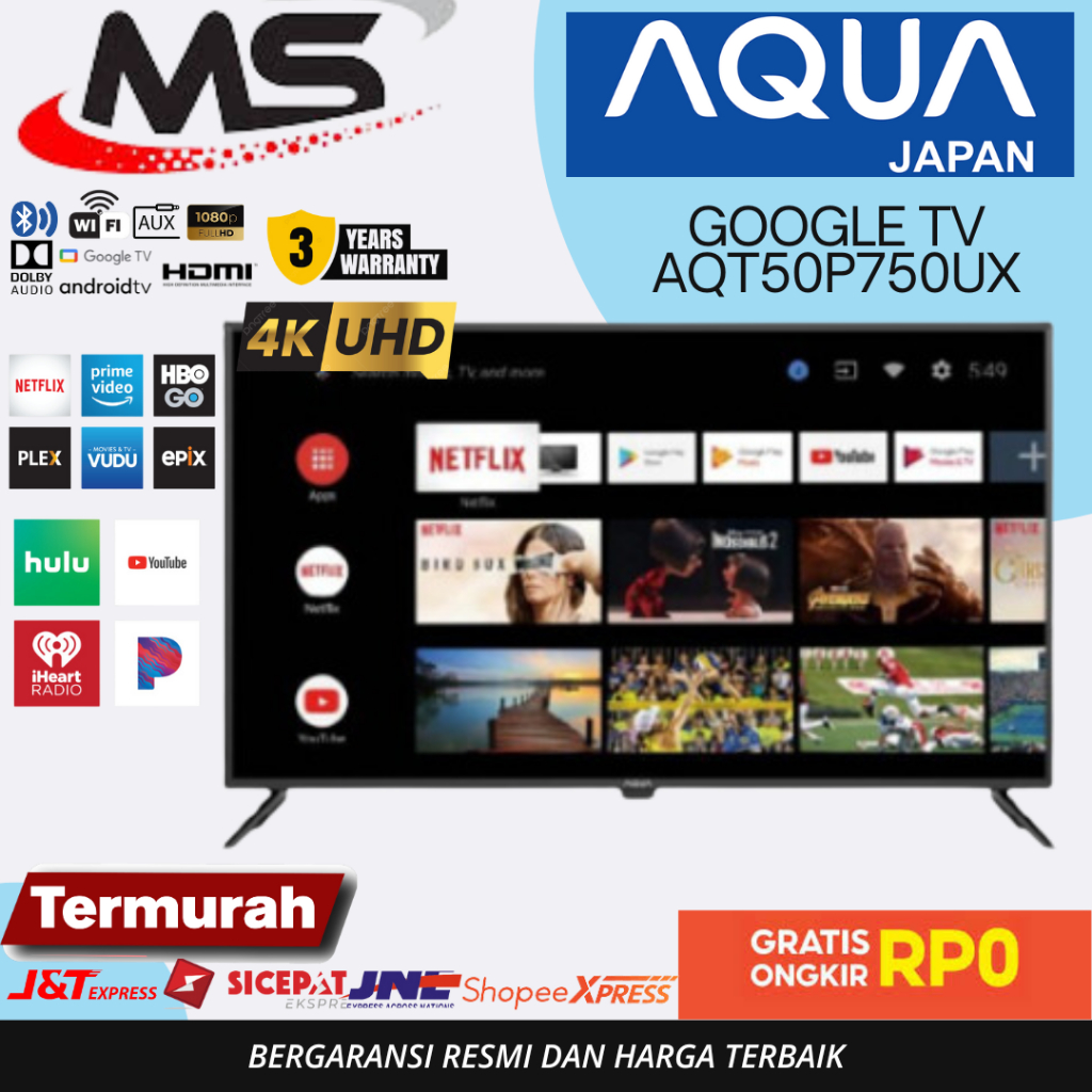 Jual SMART TV AQUA Japan QLED 4K HDR Google TV 50 Inch AQT50P750UX ...