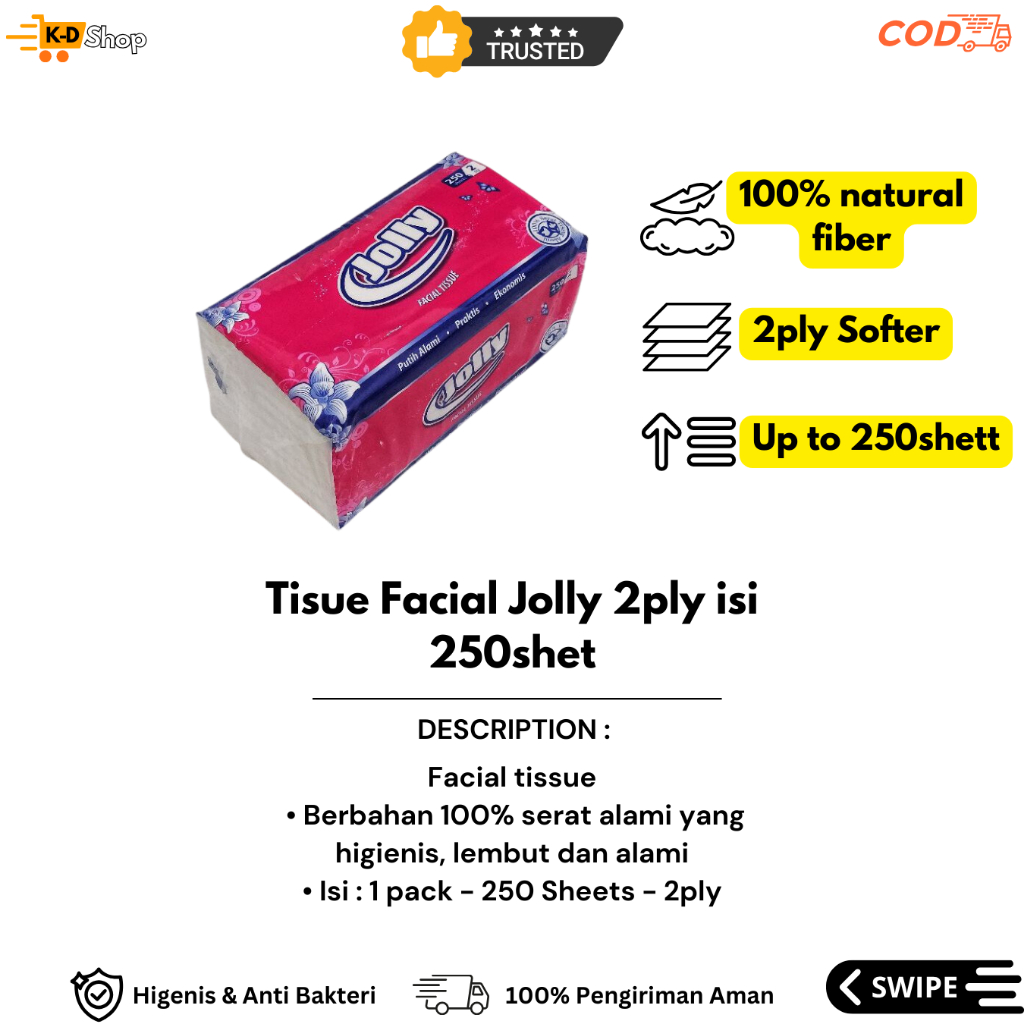Jual Tisue Facial Jolly 2ply isi 250shet / Tisue Super Lembut / Tisu ...