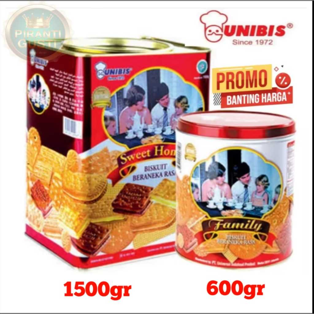 Jual Unibis biskuit sweet home 1500gr dan family 600gr kemasan kaleng ...