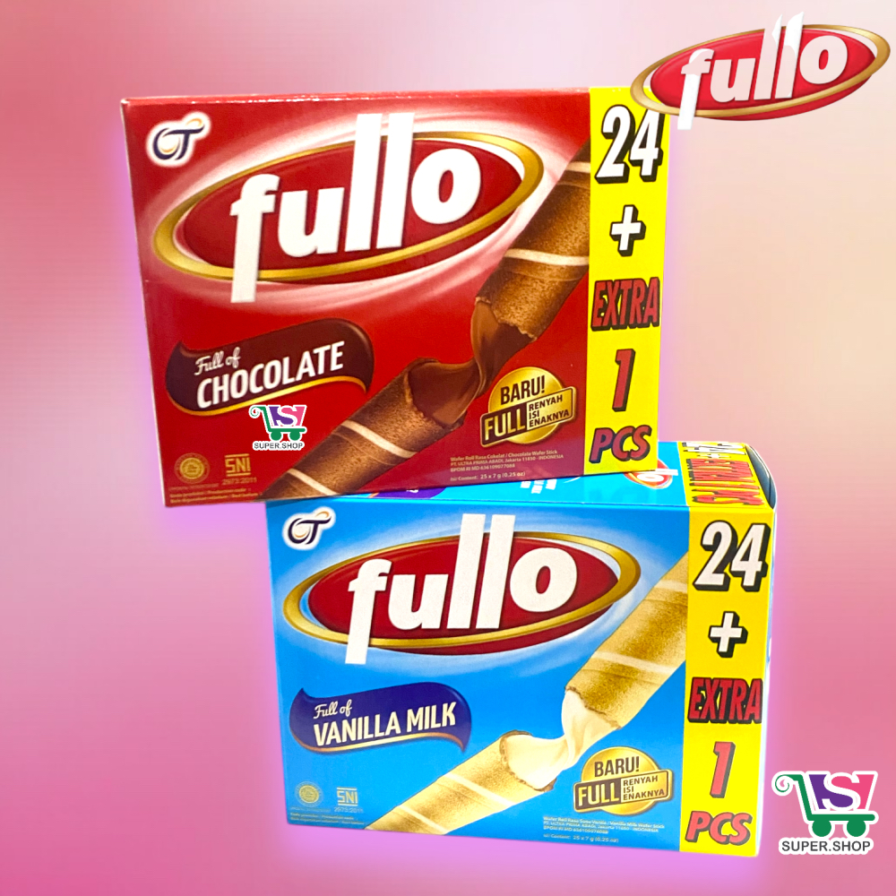 Jual FULLO Wafer Roll Chocolate / Vanilla (isi 24 pcs) | Shopee Indonesia