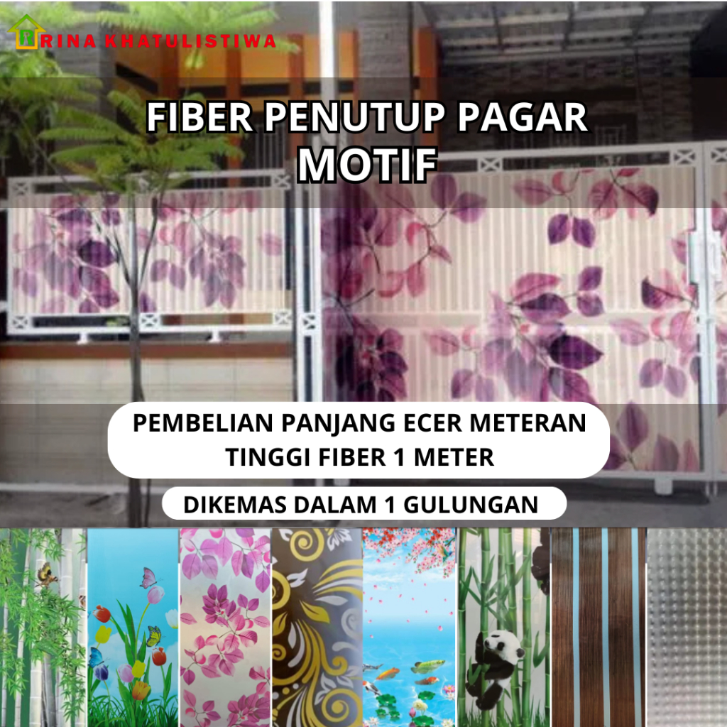 Jual Fiber Plastik Penutup Pagar Motif Ecer Meteran Tebal 0,6mm Tinggi ...