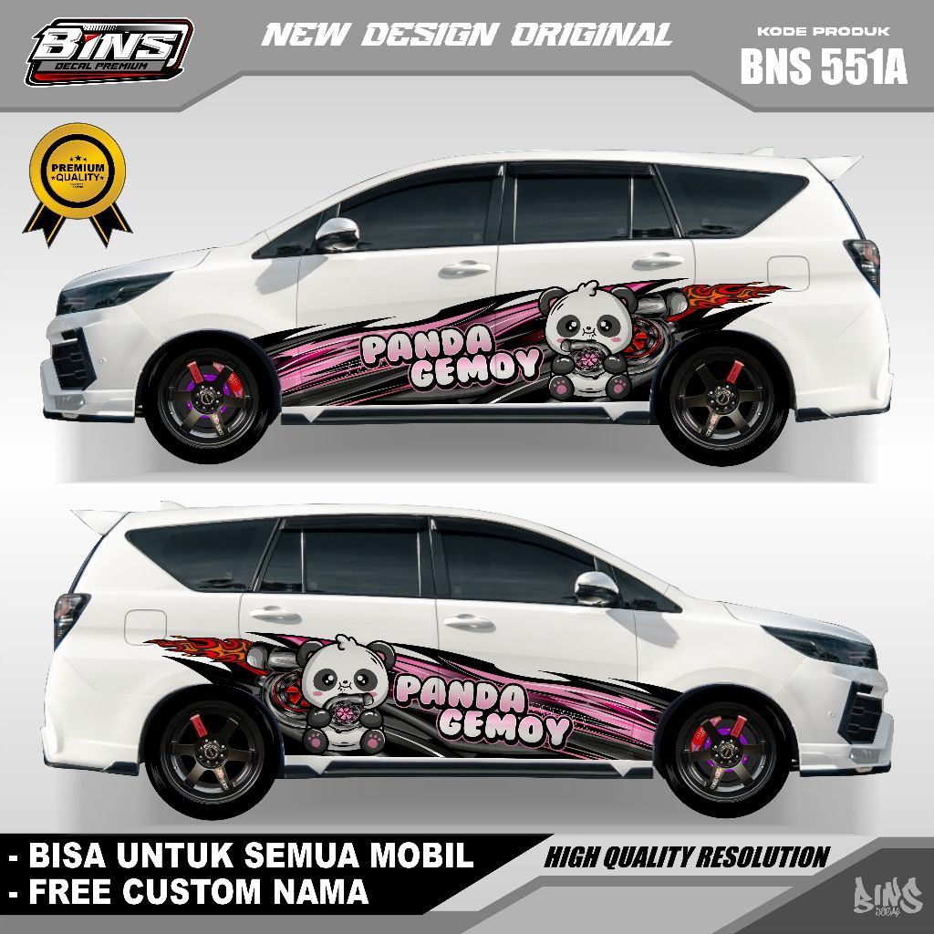Jual BNS551-DECAL STIKER MOBIL GAMBAR PANDA GEMOY PINK INNOVA BRIO AYLA ...