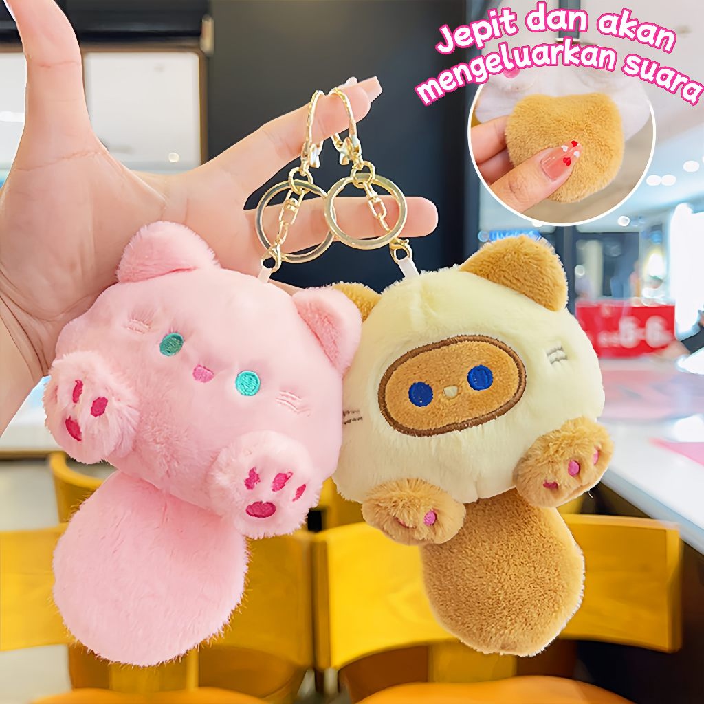 Jual [Dapat mengeluarkan suara ] Liontin Gantungan Kunci Kucing Berekor ...
