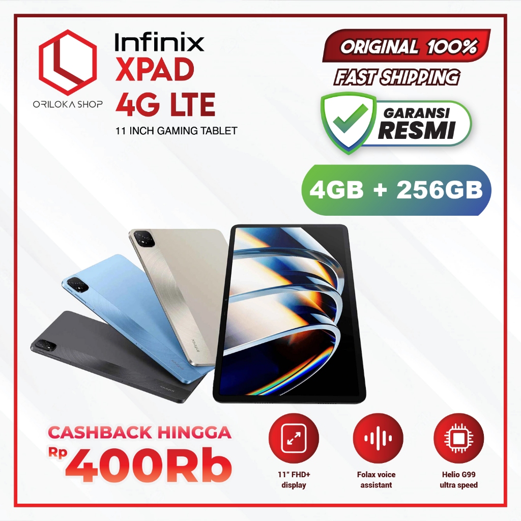 Jual Infinix XPad 4/256B 4G LTE | Tab Tablet 11" 90Hz FHD+ | Garansi ...