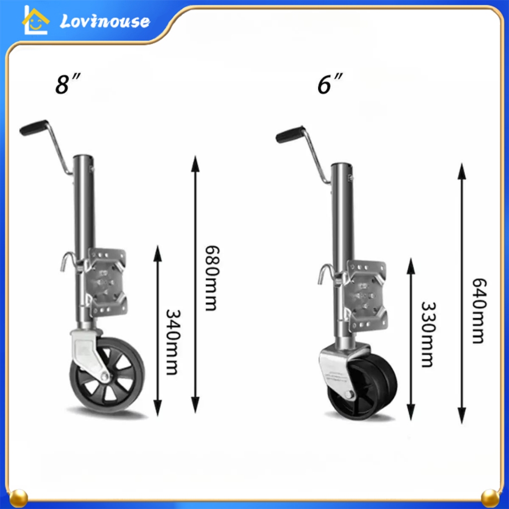 Jual 6in/8 in Solid Wheel Sidewind Round Swivel Trailer Jack with Bolt ...
