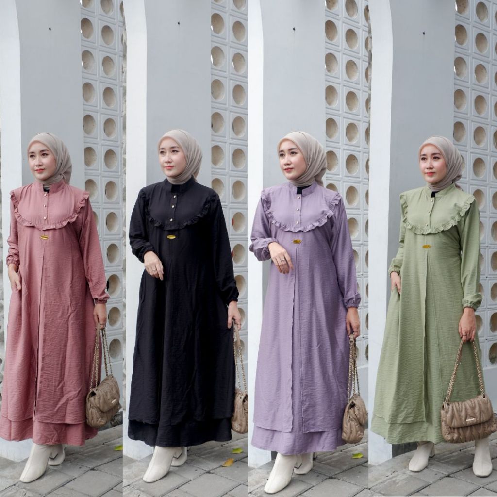 Jual KANNAYA dress model 2 layer, polo linen polos terbaru kekinian ...