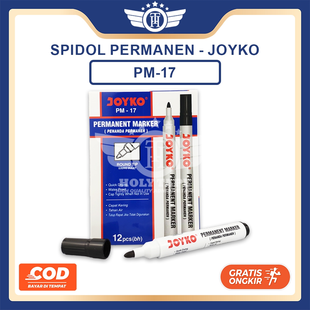 Jual SPIDOL PERMANEN HITAM / PERMANENT MARKER JOYKO PM-17 | Shopee ...