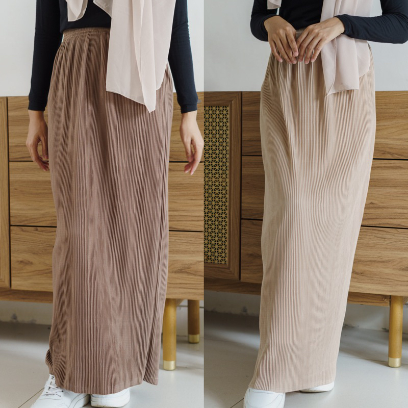 Jual [ COD ] Rok Span Plisket Pleats Skirt Pleated Premium neci Lidi Kecil Kuliah Kantor Formal ...