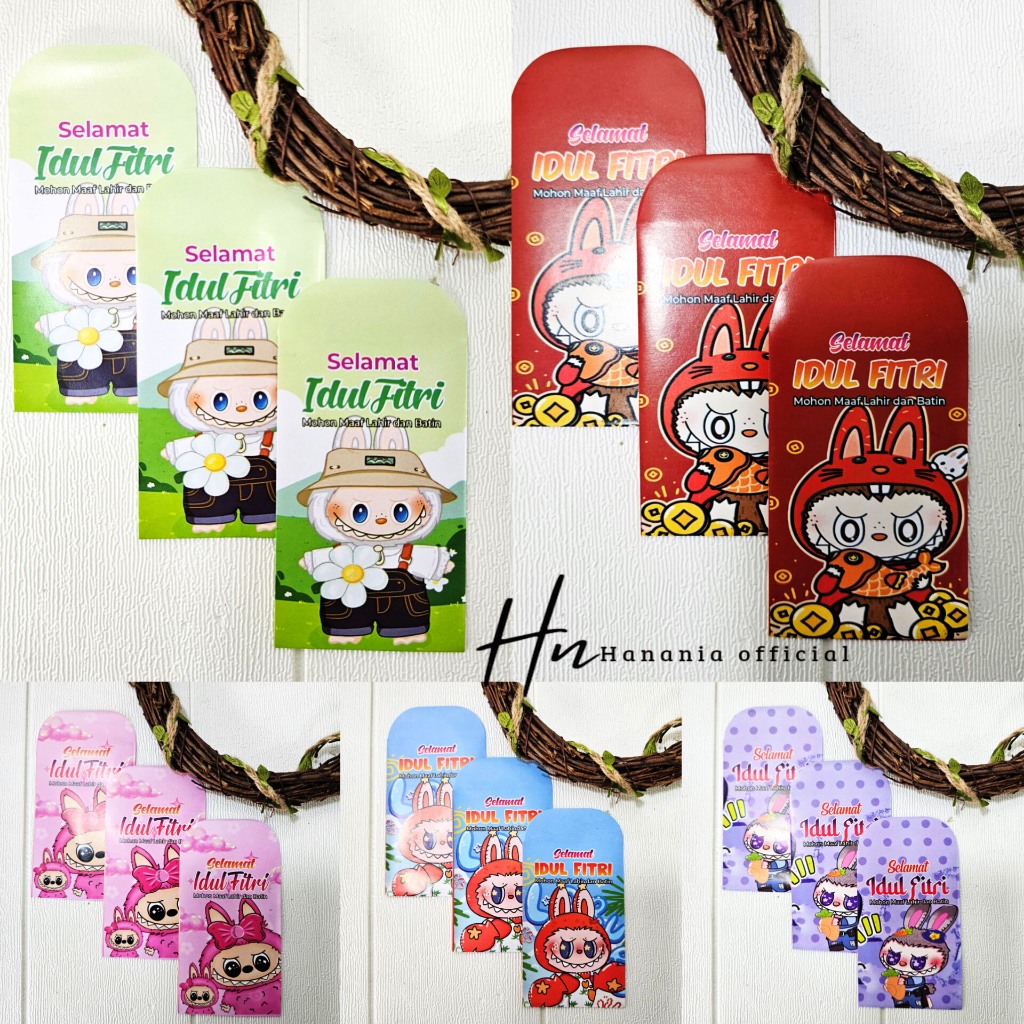Jual 10 PCS AMPLOP LEBARAN IDUL FITRI MOTIF LABUBU UKURAN MEDIUM ...