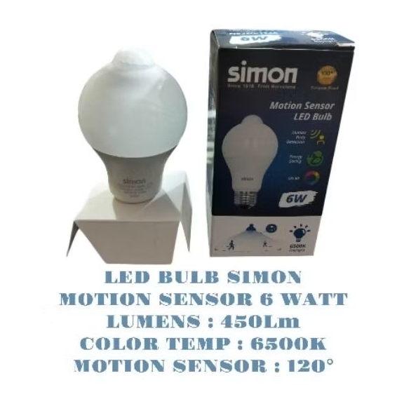 Jual Bohlam Lampu Led Sensor Gerak SIMON 6w Pir Motion Sensor 6 Watt ...