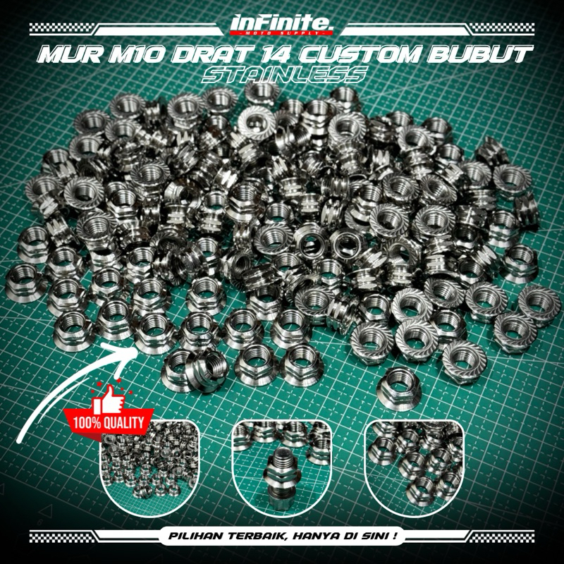 Jual MUR 14 MUR M10 DRAT 14 CUSTOM BUBUT STAINLESS BERKUALITAS (1pcs ...