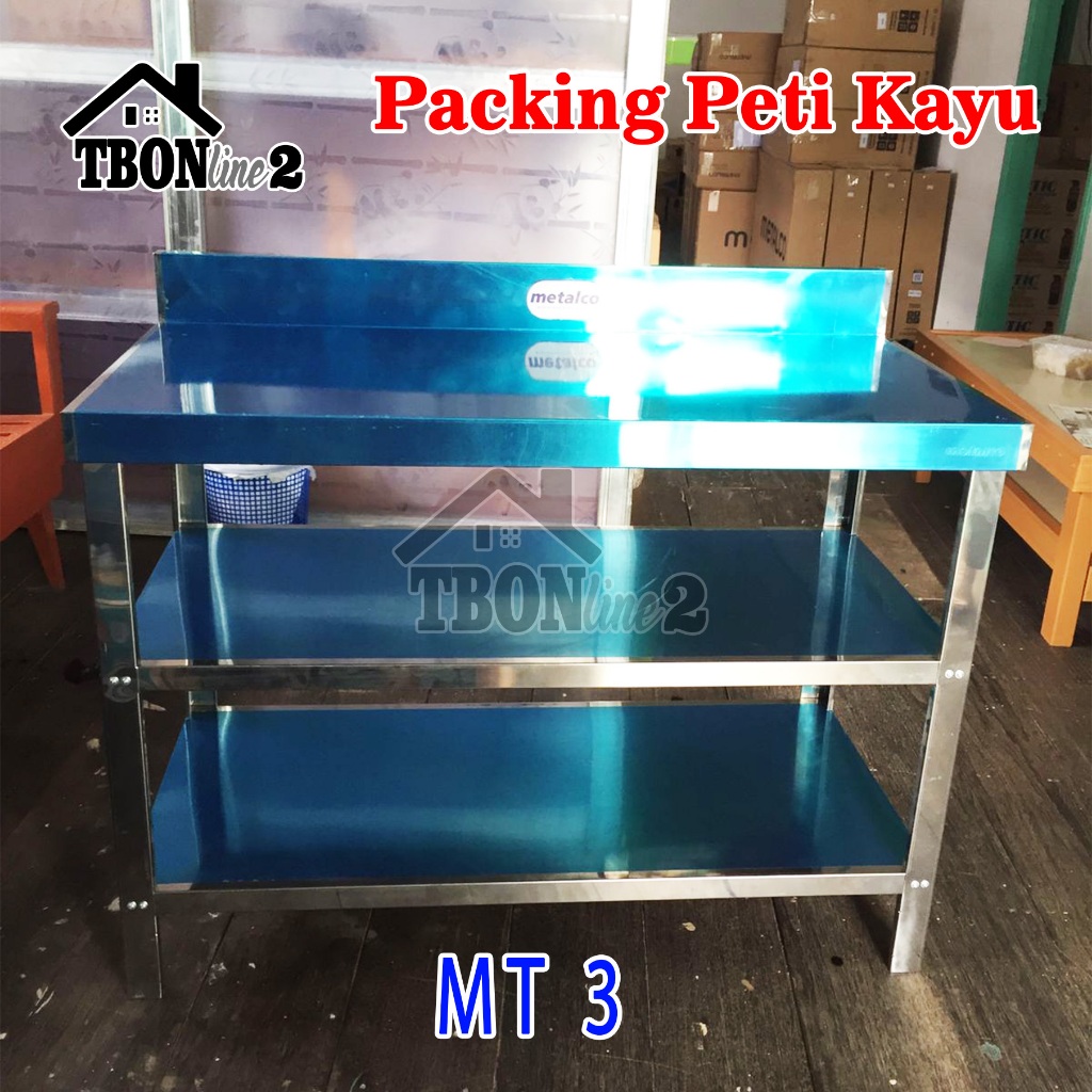 Jual METALCO MT3 PACKING KAYU MEJA DAPUR STAINLESS STEEL KNOCKDOWN ...