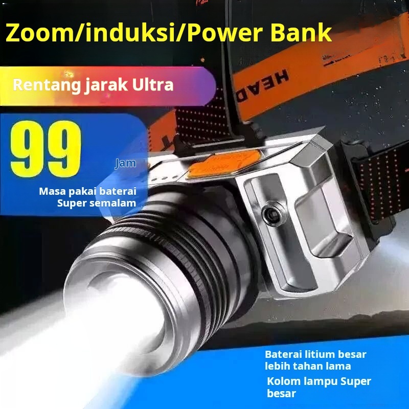 Jual senter kepala super terang senter led super terang lampu depan tahan air sensor gerak ...