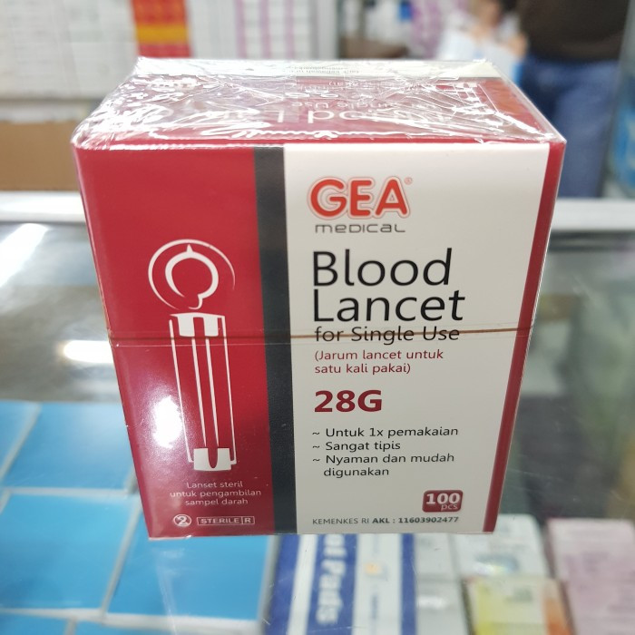 Jual Blood Lancet 28G Gea isi 100 pcs - Lancet gea jarum 28G | Shopee ...