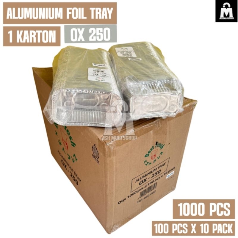 Jual Alumunium foil tray OX 250 1 karton isi 1000 pcs / 100 pcs x 10 pack / harga grosir ...