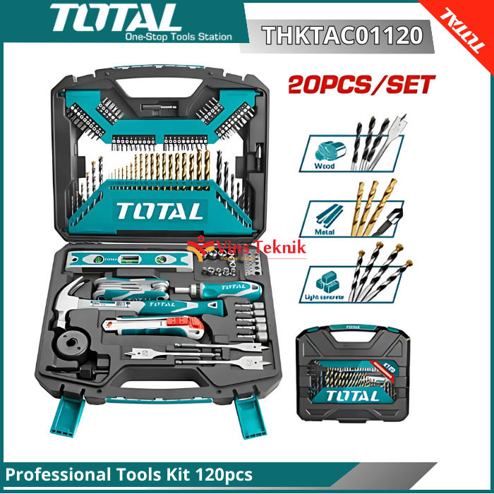 Jual TOTAL THKTAC01120 120pcs Professional Tools Kit tool Set mata bor set | Shopee Indonesia