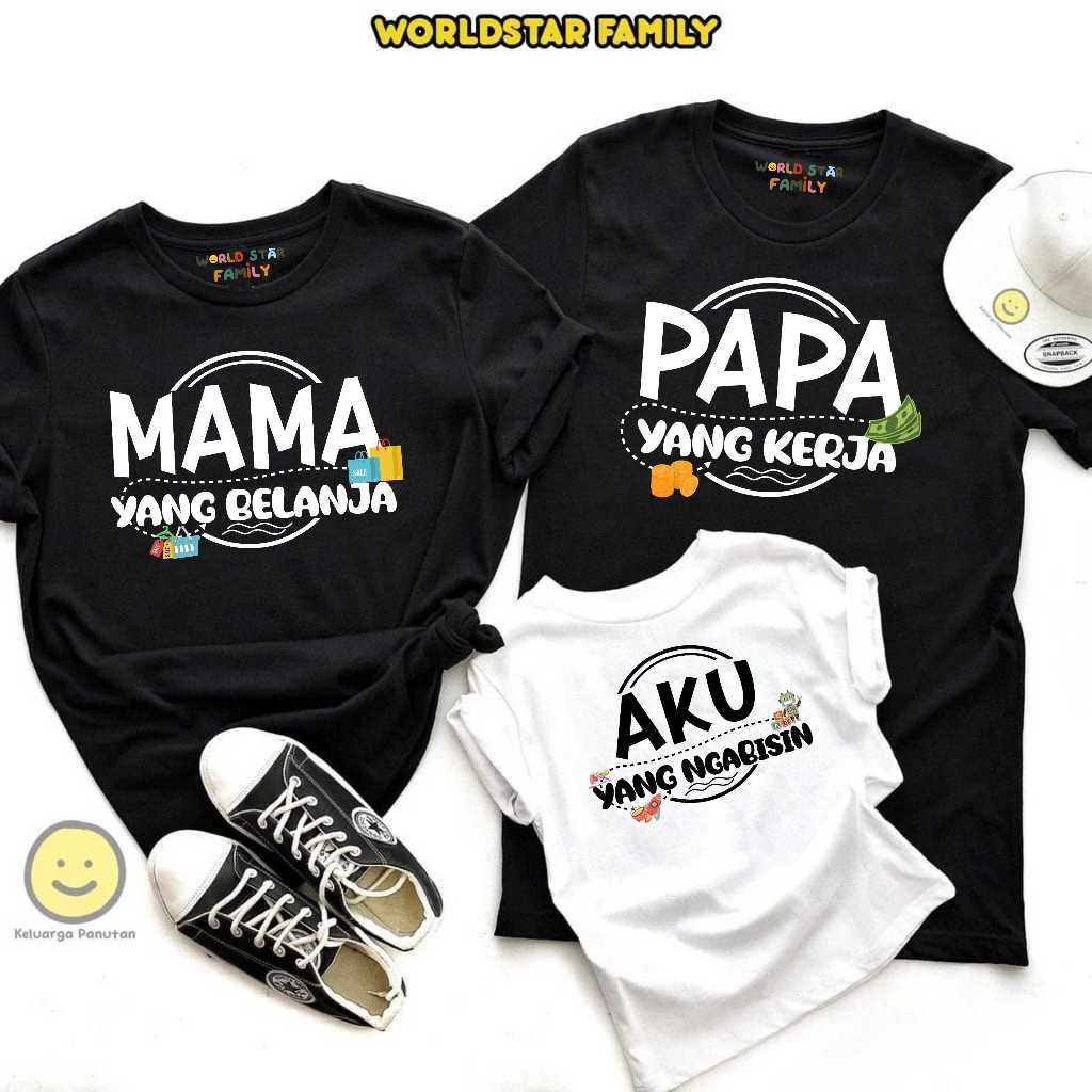 Jual WSF Kaos Couple Keluarga Lucu Mama yang Belanja Papa yang Kerja ...