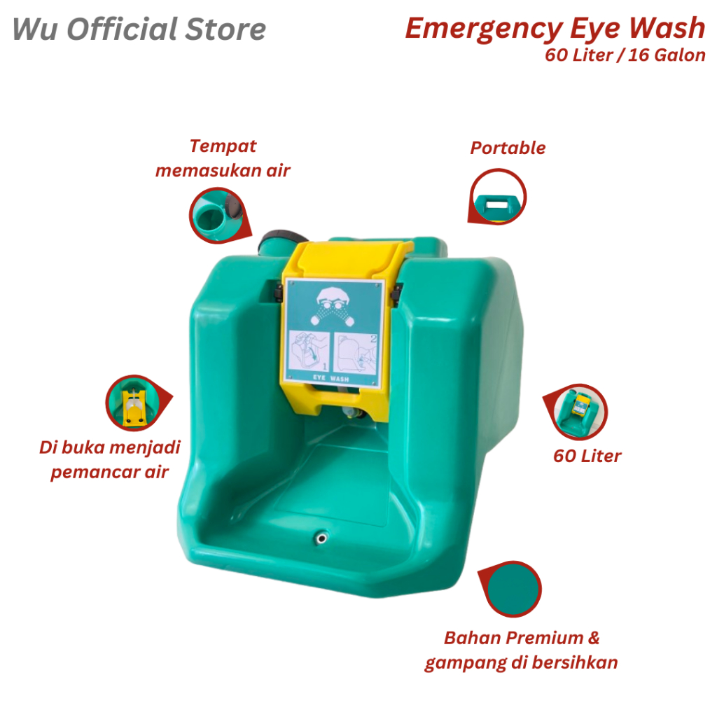 Jual Emergency Eye Wash Portable 16 Gallons/Shower Eye Washer/60Liter ...