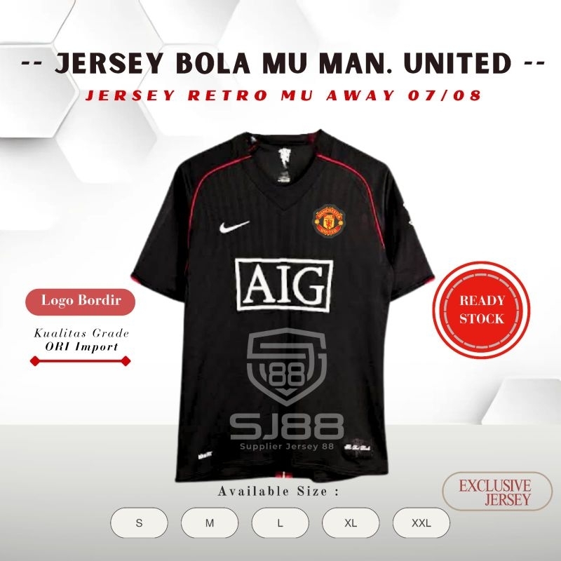 Jual RETRO JERSEY BOLA MU AWAY AIG 2008 GRADE ORI IMPORT | Shopee Indonesia