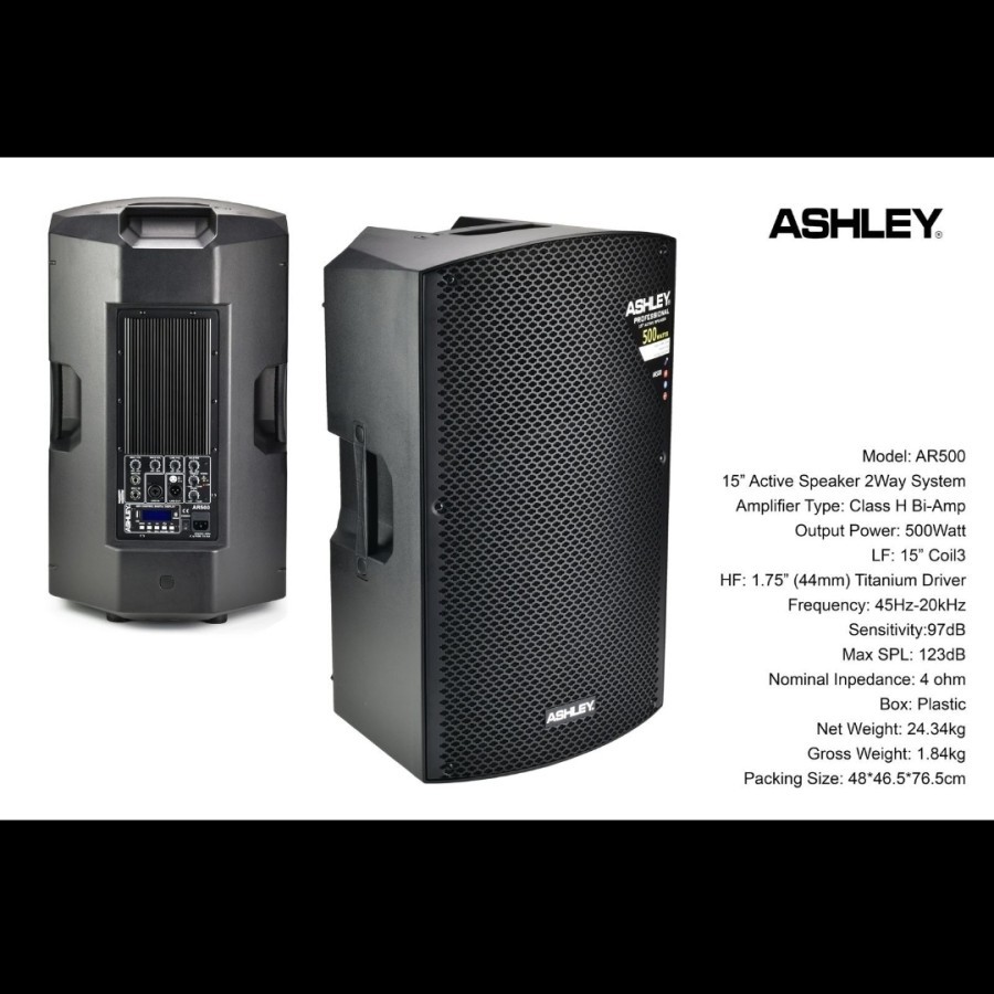 Jual ASHLEY AR500 SPEAKER AKTIF AR 500 ASHLEY 15 INCH ORIGINAL GARANSI | Shopee Indonesia