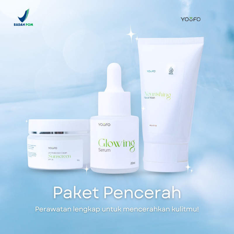 Jual Paket Glowing Youfo: Facial Wash + Serum Glowing + Sunscreen SPF35 ...