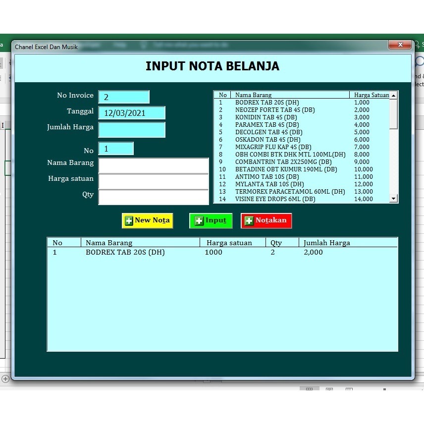 Jual APLIKASI NOTA BON EXCEL SIAP PAKAI - Generator Nota Belanja Excel ...