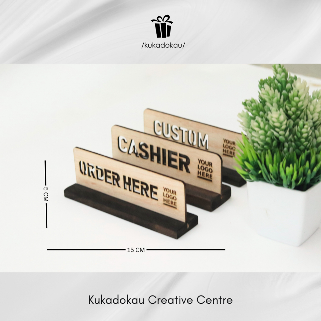 Jual Kukadokau - Signage Order Here & Cashier Kayu | Gratis Gravir Logo ...