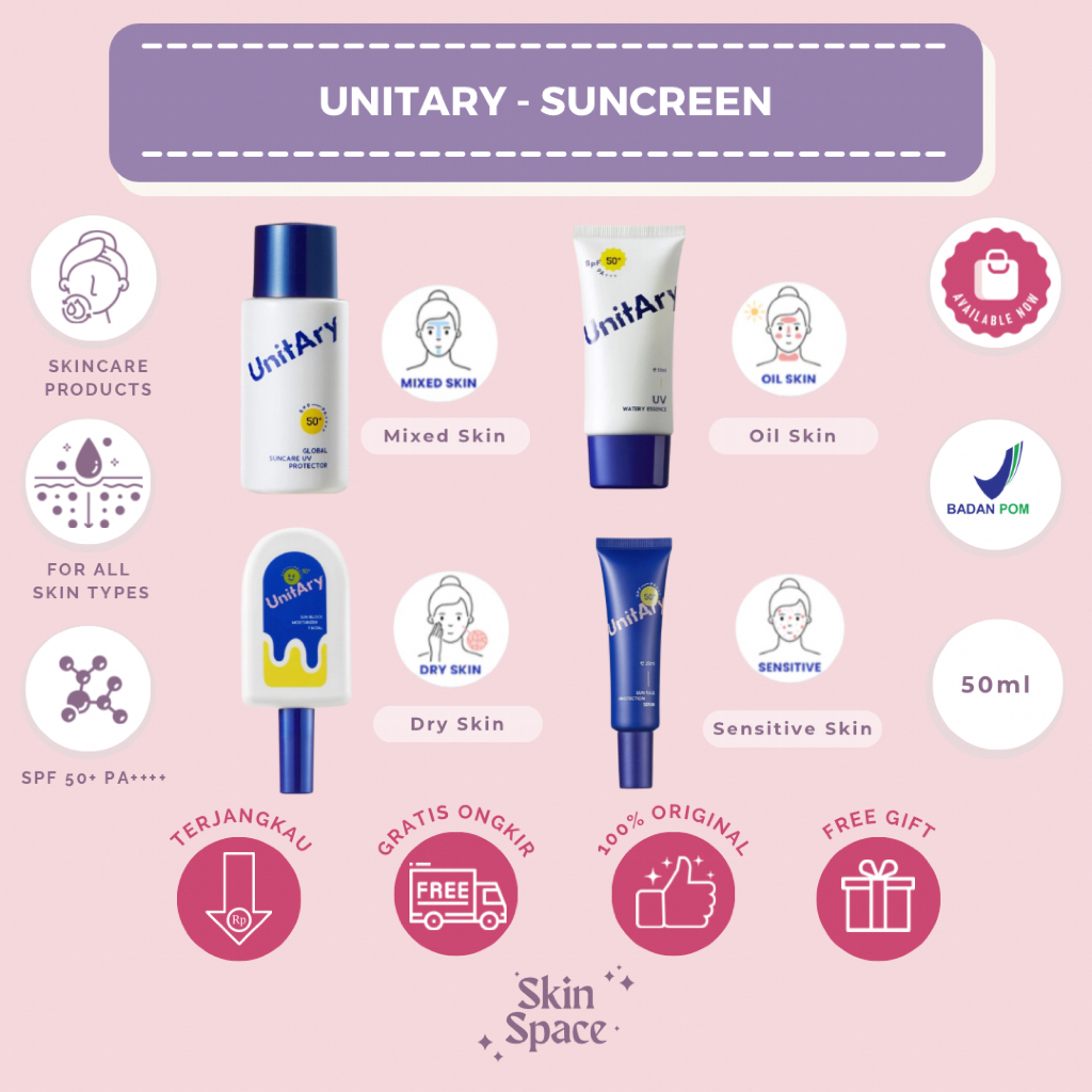Jual UNITARY Sunscreen SPF 50+ PA++++ All Skins Sunscreen [ORIGINAL 100 ...