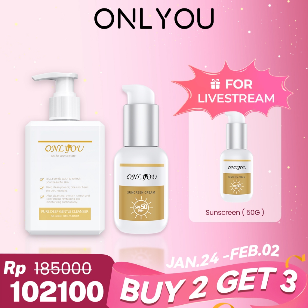 Jual Shopee Live Buy 2 Get 3 ONLYOU 73Pcs Set SPF50+ Sunscreen Face ...