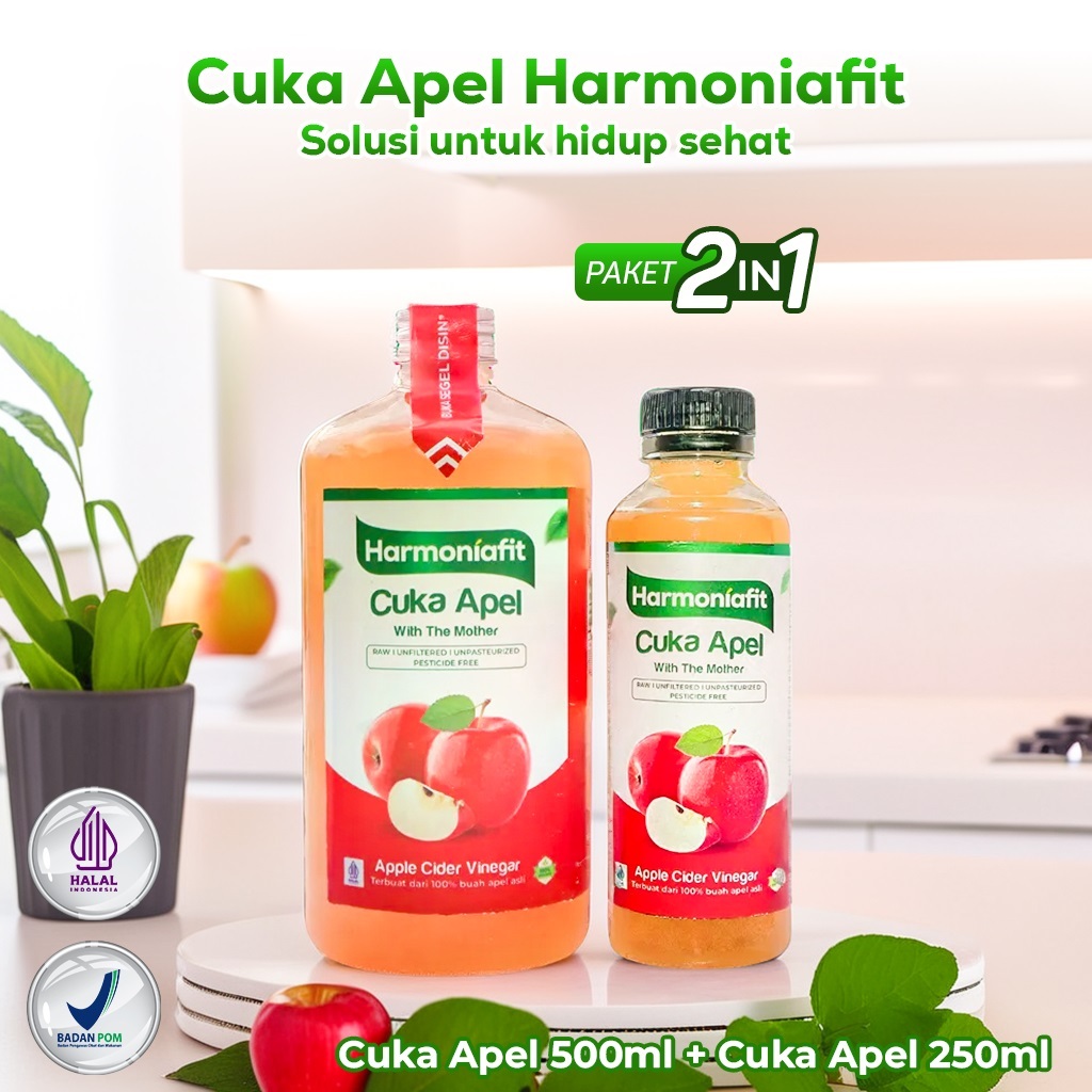 Jual Promo Cuka Apel Sari Cuka Apel Paket 2in1 500Ml+250Ml Cuka Buah ...