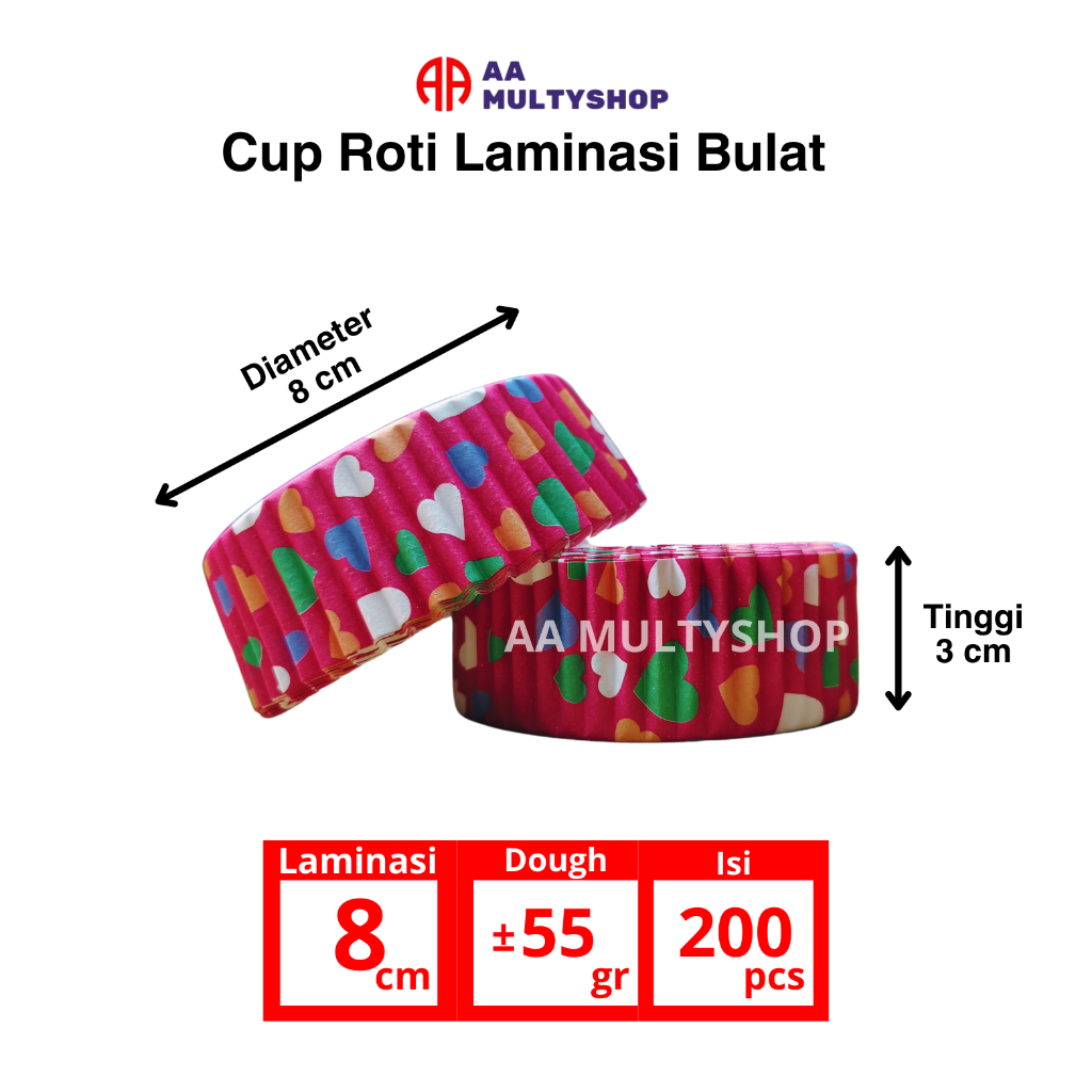Jual Cup Roti Laminasi Bulat 8 CM Isi 200 pcs | HATI PINK | Shopee ...