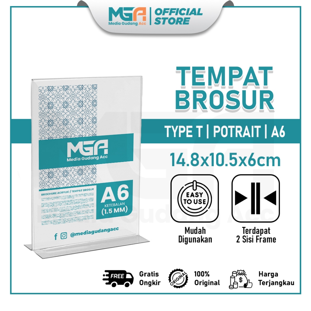 Jual TEMPAT BROSUR A6 1.5MM PORTRAIT 2 SISI / TENT HOLDER / TENT CARD ...