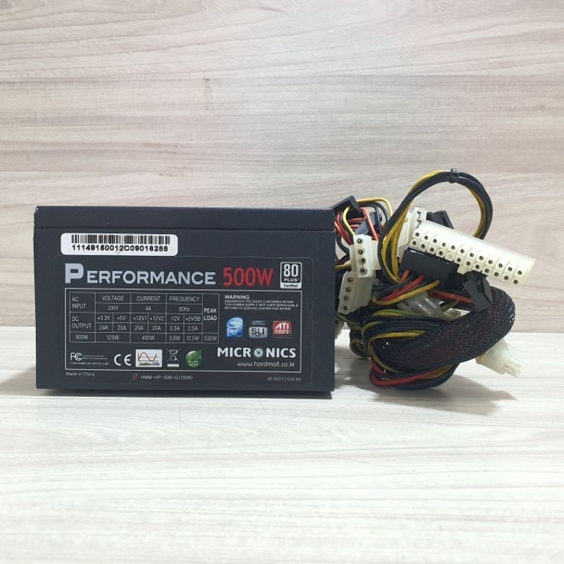 Jual POWER SUPPLY PERFORMANCE MICRONICS 500WATT 80+ 3+6PIN +2PIN ATX ...