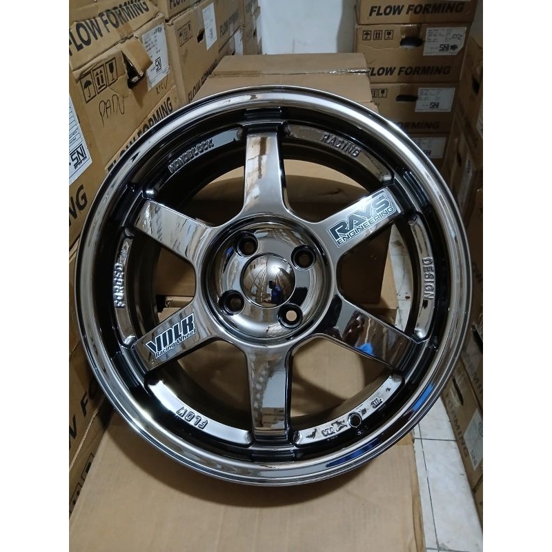 Jual velg te37 ring 16 lebar 7 h4x100 Black chrome | Shopee Indonesia
