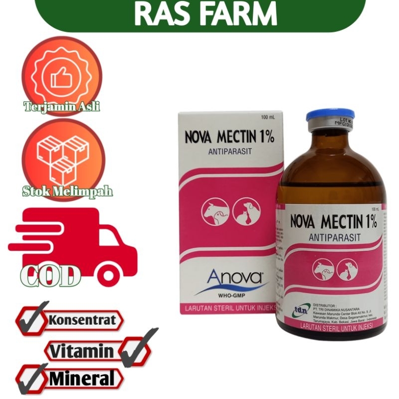 Jual NOVA MECTIN 1% 100ML | OBAT GATAL HEWAN | ANTI PARASIT |OBAT GUDIK ...