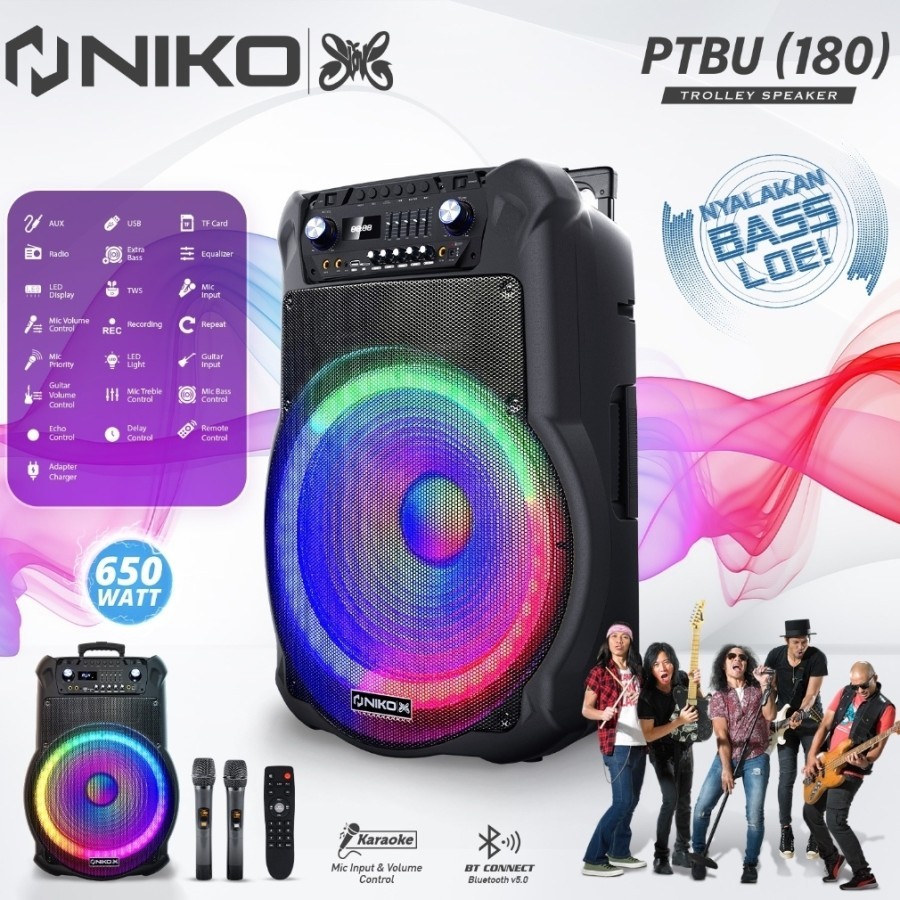 Jual NIKO Speaker Trolley 18 inch PTBU 180 Treble control | Shopee ...