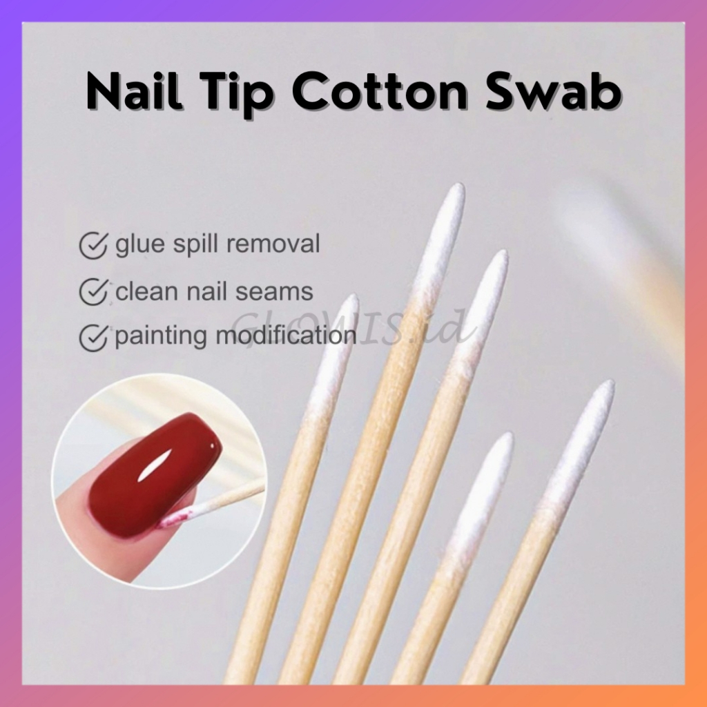 Jual Cotton Swab Nail Tip Cotton Bud Mini Kayu 100 Pcs Nail Art Sulam ...