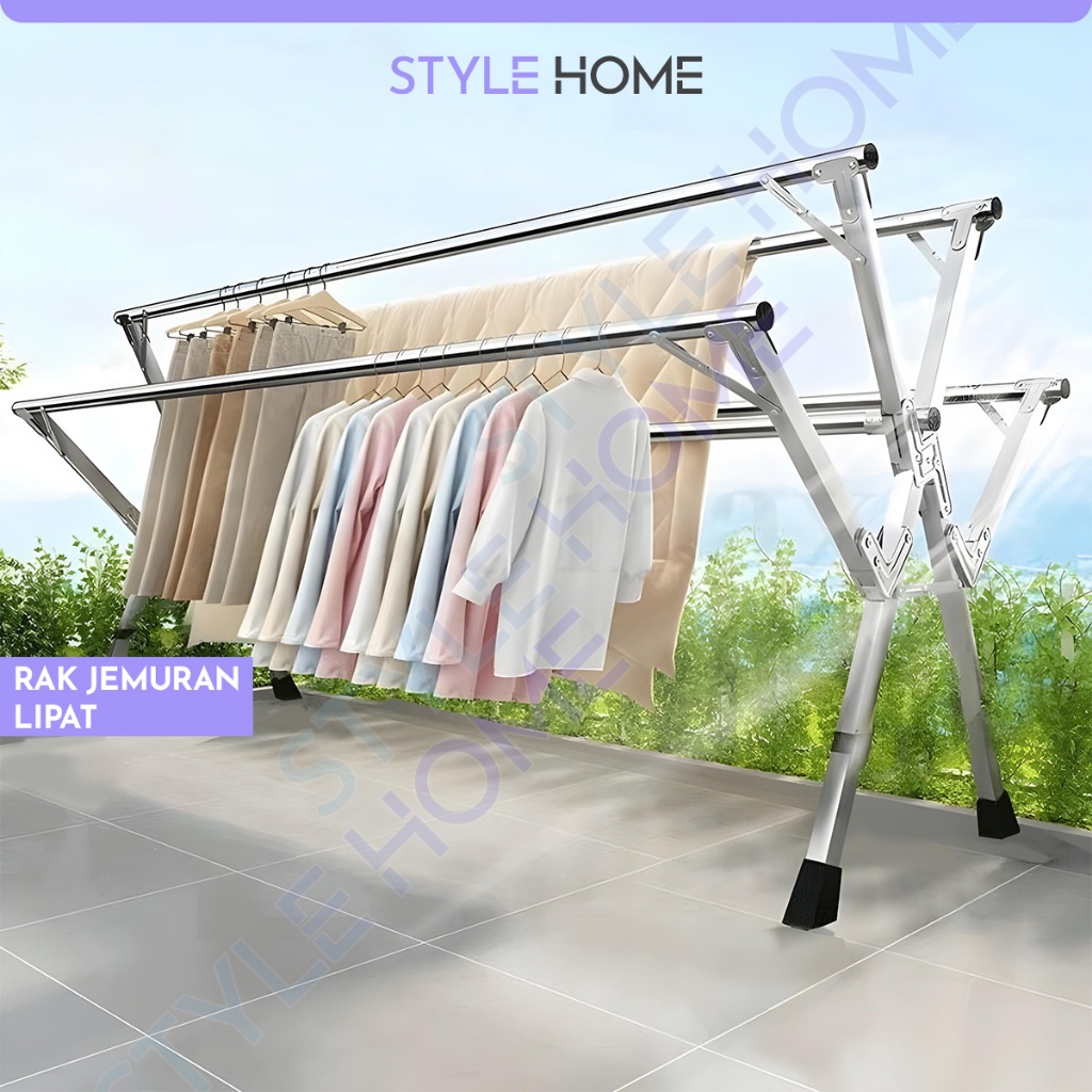 Jual Stylehome Jemuran Baju Stainless Jemuran Lipat Portable Anti Karat ...