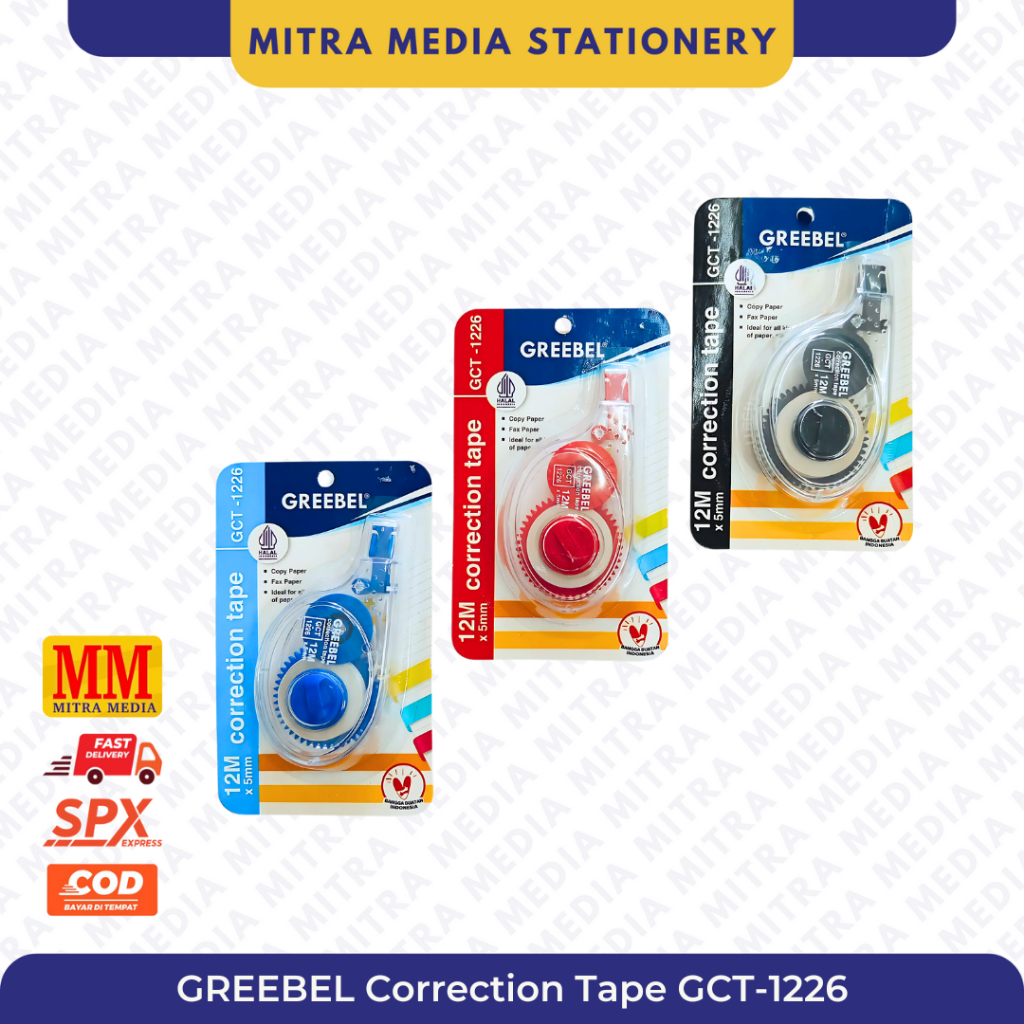 Jual GREEBEL Correction Tape GCT-1226 / Tip-ex Kertas Roll, Tipe X ...