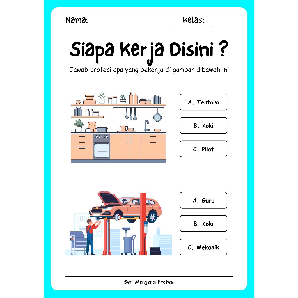 Jual Worksheet Activity Seri Profesi Anak Usia 2 3 4 5 6 7 PAUD TK SD ...